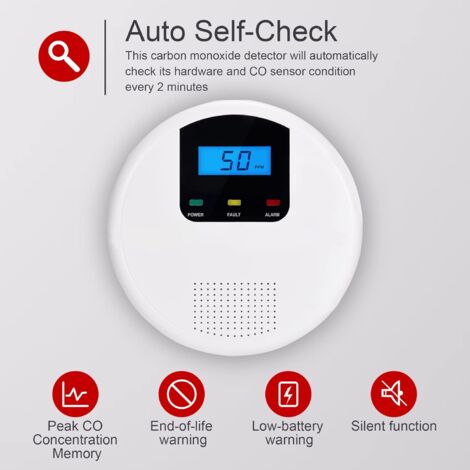 LAOA Détecteur de Monoxyde de Carbone en 50291:2018, Alarme de Monoxyde ...
