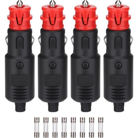 LAOA Lot de 4 fiches allume-cigare 12 V/24 V avec fusible 10 A pour voiture, camion, moto