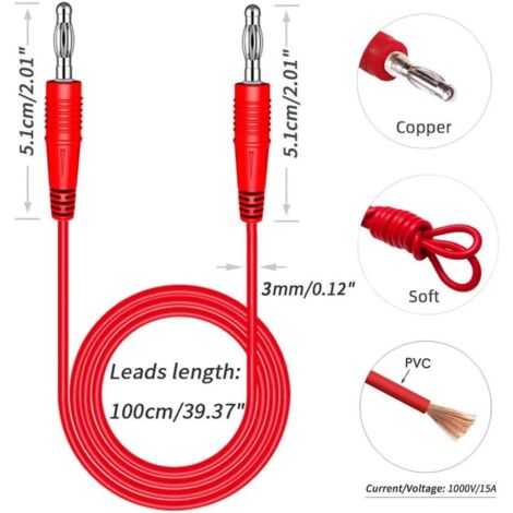 4Pcs P1041 4mm fiche Banane à fiche Banane multimètre cable de Test ...