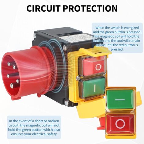 Emergency Stop Switch 3 Phase 400V with 80cm Cable Safety Switch Safety ...