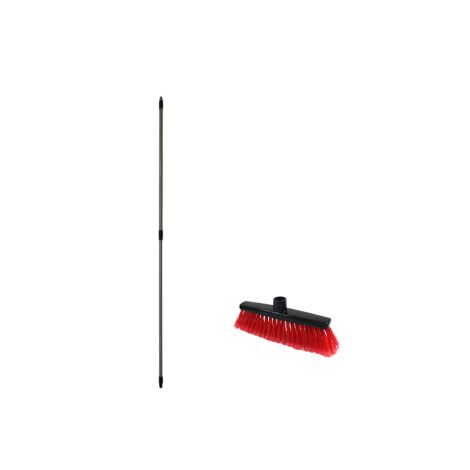 Keroppa, pack escoba roja multiusos + palo telescópico 0,8-1,5 m ...