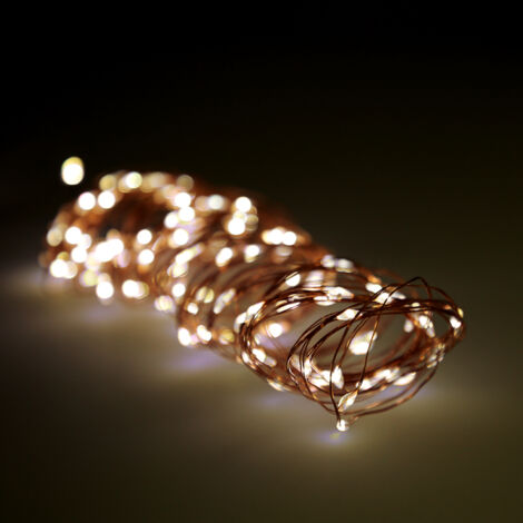 luces navidad 100 microleds blanco calido, cable color cobre ...
