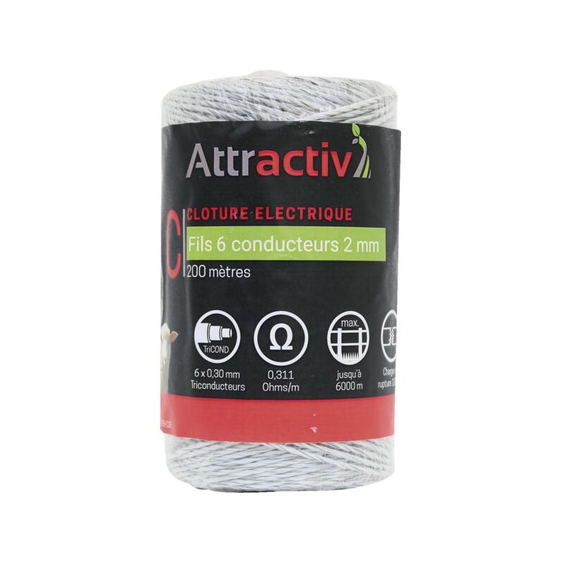 Fil 6 Conducteurs Tricond ø 0,3 Mm Blanc/rouge, Bobine 200m
