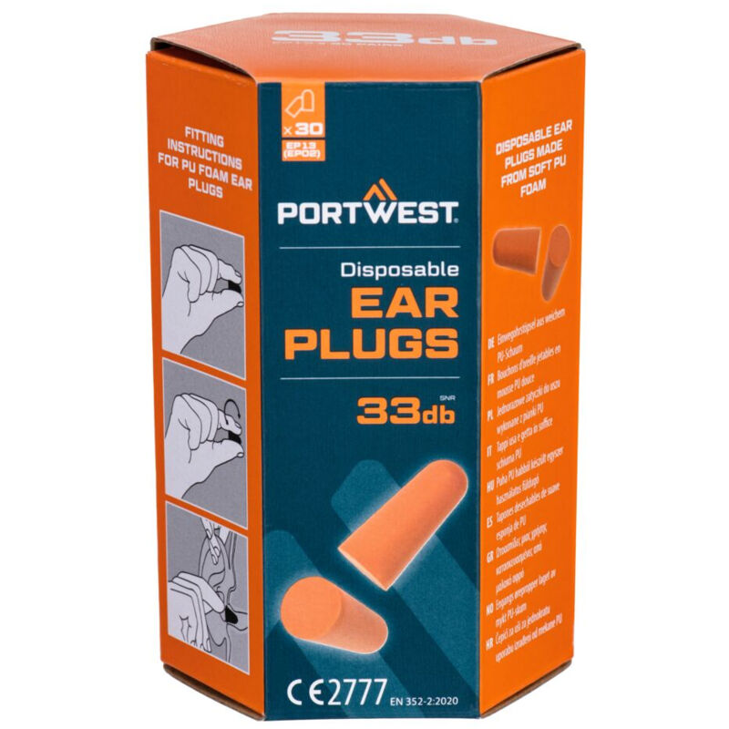 Bouchons D'oreille En Mousse Pu (30 Paires) - Orange - Portwest