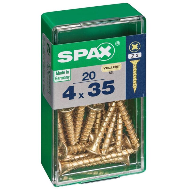 Boîte 20 Unités. Vis A Bois Spax Cab. Plat Yellox 4.0x35mm Spax