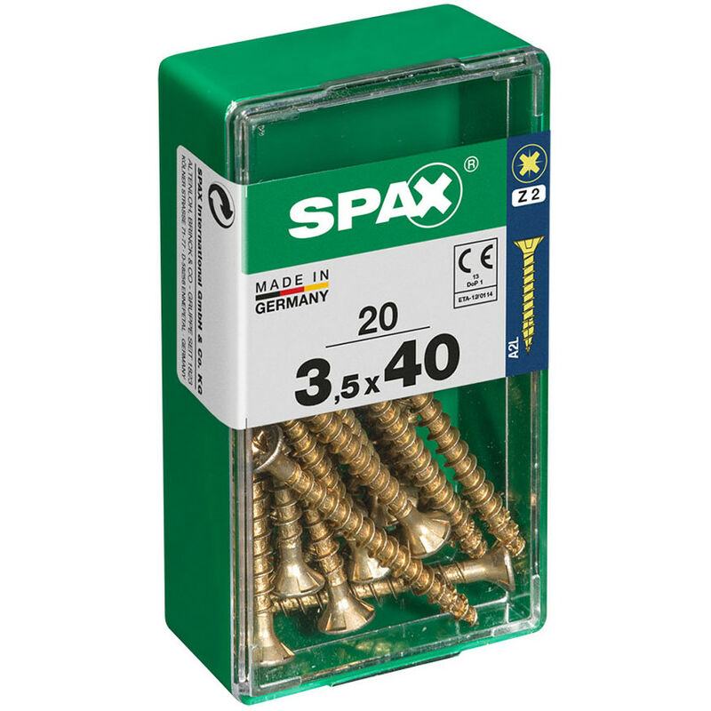 Boîte 20 Unités. Vis A Bois Spax Cab. Plat Yellox 3.5x40mm Spax