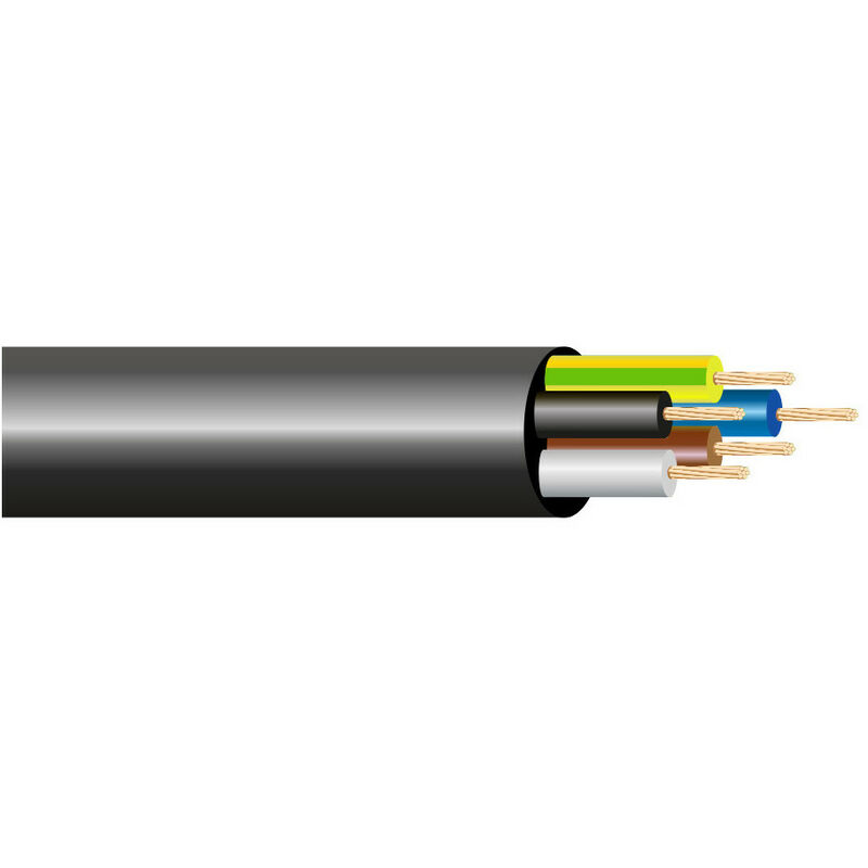 Câble électrique 5x0,75mm H05vv-f 50v Noir Euro/mts 100mt