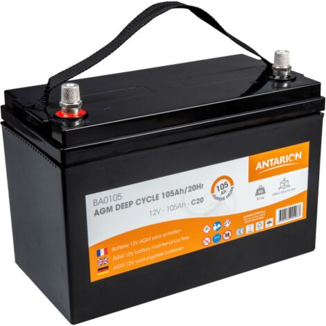 Batterie AGM Deep Cycle 105Ah – Technologie sans entretien – Autodécharge