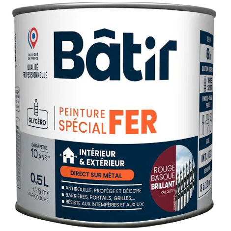 Peinture Spécial Fer Brillant Batir Rouge Basque Ral 3004 0,5l - Batir