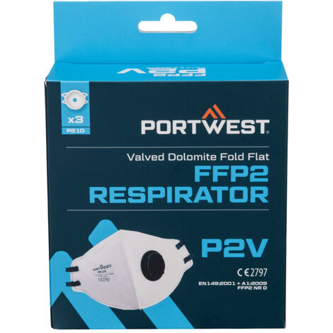 Masque Pliable Ffp1 à Soupape Dolomite (20 Pcs) - Blanc - Portwest