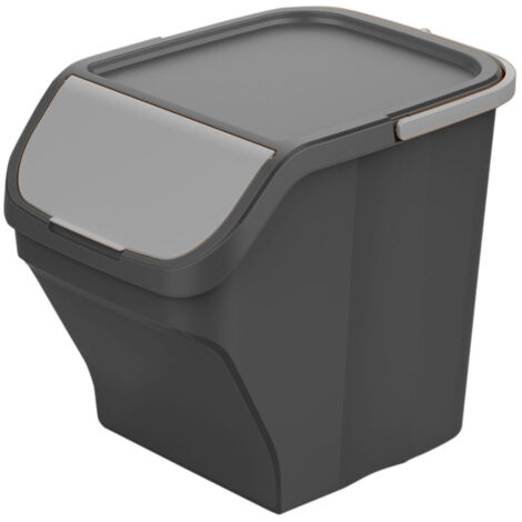 Seau Stack N Sort Gris 25l Avec Couvercle Gris