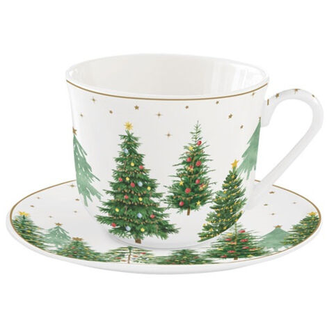 Coffret Tasse Déjeuner 40 Cl + Sous-tasse - Festive Trees - Easy Life