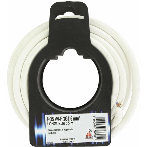 Fil électrique Ho5 Vv-f 3 G 1,5 Mm² 5 Blanc