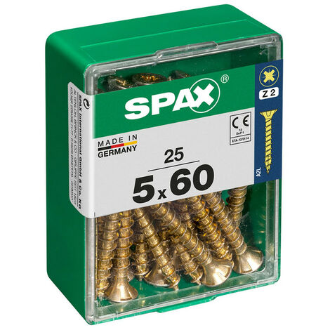 Boîte de 25 unités de vis à bois Spax à tête plate Yellox 5,0x60mm Spax