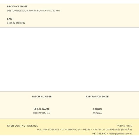 Tournevis Plat 6,5x150mm Dpl0615 Mota