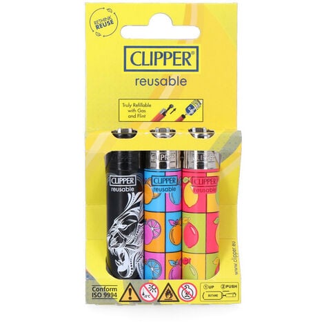 Blister 3 Briquets Clipper Designs Assortis Cl3j918h - CLIPPER