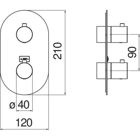 Nobili Mitigeur de douche encastré thermostatique 2 voies série LIVE ...