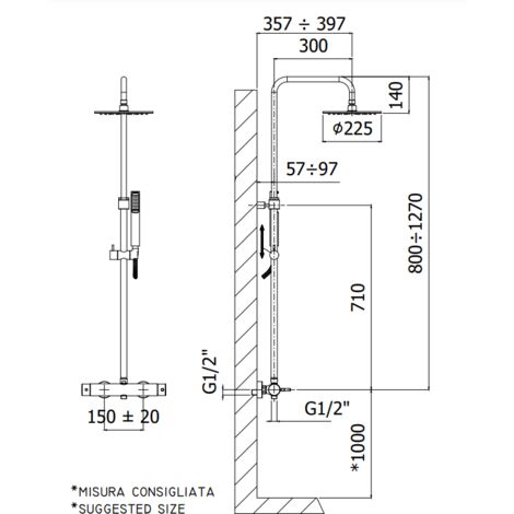 Colonne de douche réglable Paffoni New Mini Master ZCOL599CR Chromé - Métal