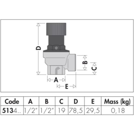 Soupape de sécurité ordinaire certifiée. Raccords 1/2", réglage 6 bar ...