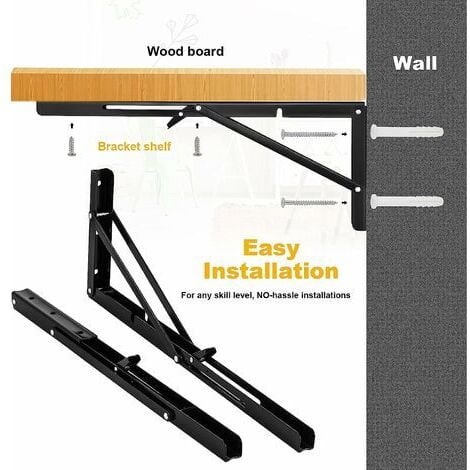 Pièces Equerre Rabattable Murale Noir, 400 x170mm Support Console ...