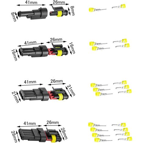 YMYNY 352pcs Kits de connecteurs électriques de voiture étanches 1/2/3/4 broches Connecteur de ...