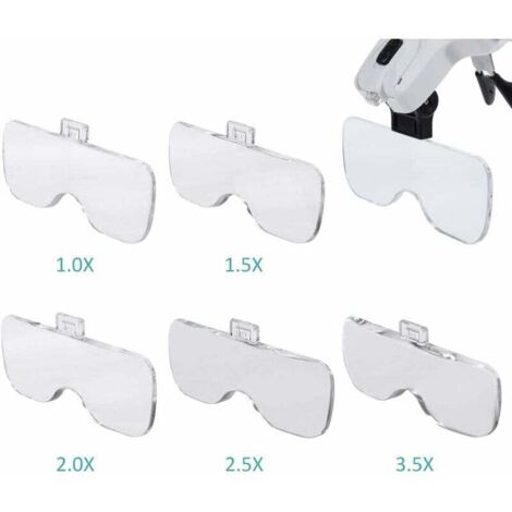 YMYNY Lunette de Loupe avec 2 Lumières LED 5 Lentilles Lunette loupe grossissante 1.0X,1.5X,2.0X ...