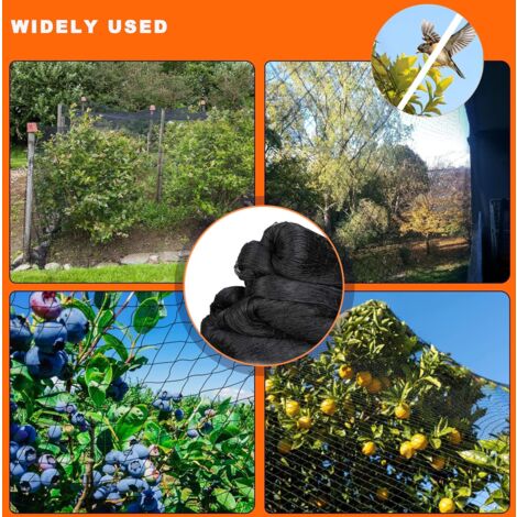 15x15m Filet Anti Oiseaux Filet Voliere - Noir Filet de Protection Mailles de 5 par 5 cm ...