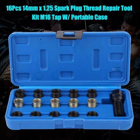 YMYNY Spark Plug Thread Repair Tool Kit, 16pc 14mm x 1.25 M16 Tap with ...
