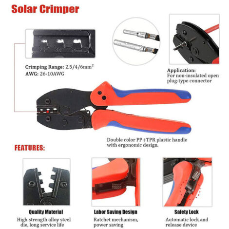 YMYNY Solar Crimping Tools, 23pcs Crimping Tool Set MC4 Solar Cable Connector 2.5-6mm² Solar ...