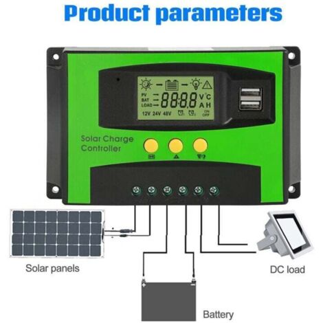 30A PWM Contrôleur de Charge Solaire 12V 24V Régulateur de Panneau Solaire Double Sortie USB 5V