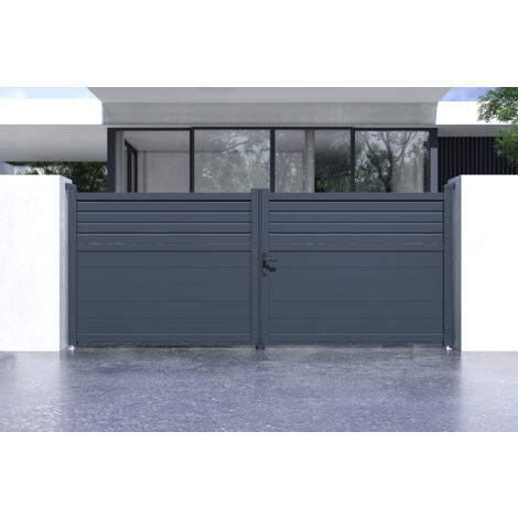 Portón abatible 3,5m CARPATIA H.140 aluminio gris