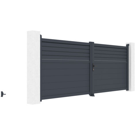 Portón abatible 3,5m CARPATIA H.140 aluminio gris