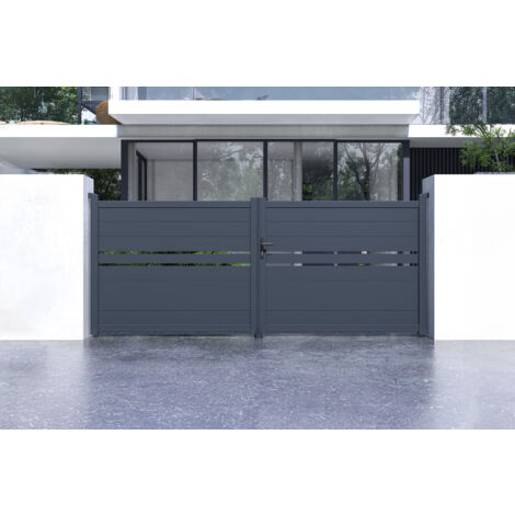 Portón abatible 3,5m CIMONE 350 x 140cm aluminio gris