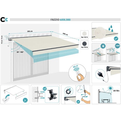 Toldo semicofre motorizado FAZZIO 5x3m Beige