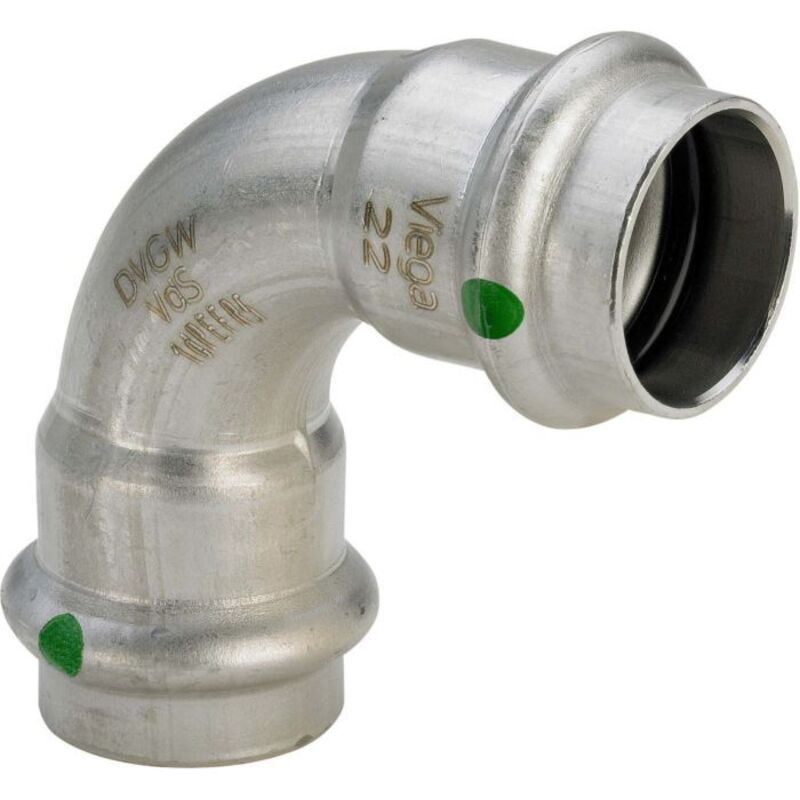 Viega Sanpress Inox 435646 18mm, acier inoxydable, 90 degrés, SC-Contur