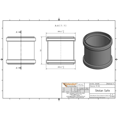 Ostendorf SKOLAN safe Manchon SKOLANsafe 334500 DN/OD 90