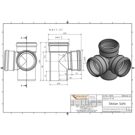 Ostendorf SKOLAN safe SKOLANsafe bifurcation d&39angle 335910 DN 110 ...