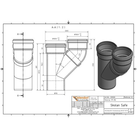 Ostendorf SKOLAN safe Branche parallèle SKOLANsafe 335920 DN/OD 110/110
