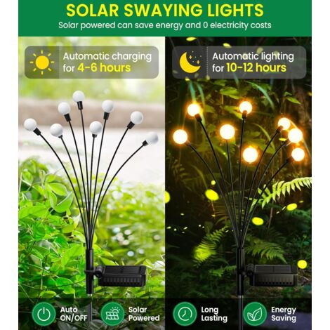 4 Pièces Lampe Solaire Exterieur Jardin,8 LED Lumiere Solaire Exterieur ...