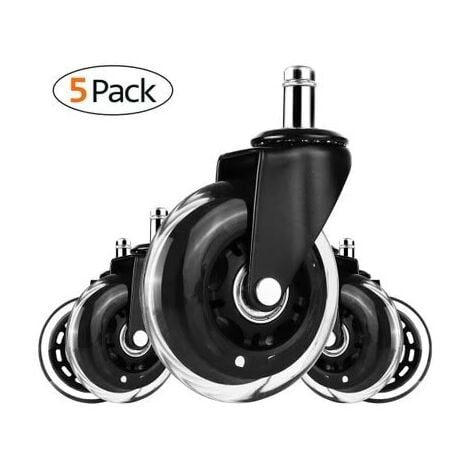Jeu de 5 roulettes de sol dur pour chaises de bureau, roulettes ...