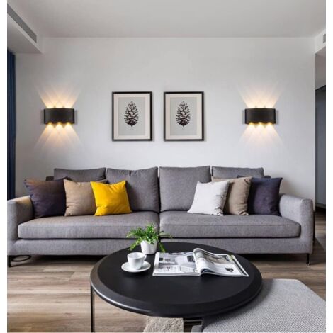 Applique murale LED moderne d'intérieur blanc chaud, 6 W, coque noire ...