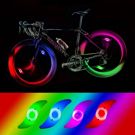 4 x LED lumière Roue vélo, lumière LED étanche Velo Roue avec 3 Modes ...