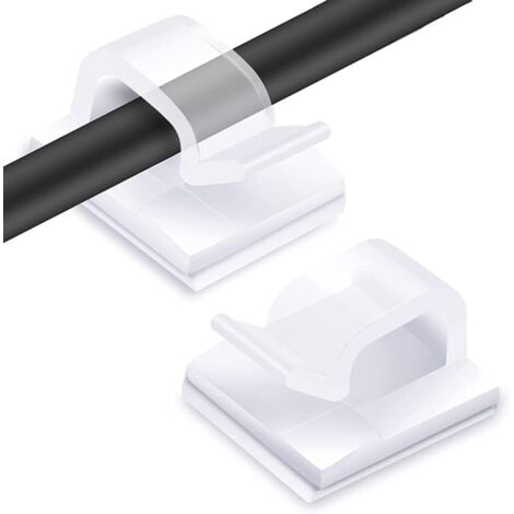100PCS Clips Câbles,Attache Cable adhesif Rangement de Accroche Cable Fixation Auto Collant ...