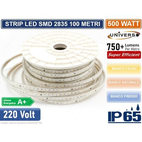 STRISCIA LED 3528 IMPERMEABILE IP65 220V MONOCOLORE 120 LED/METRO ...