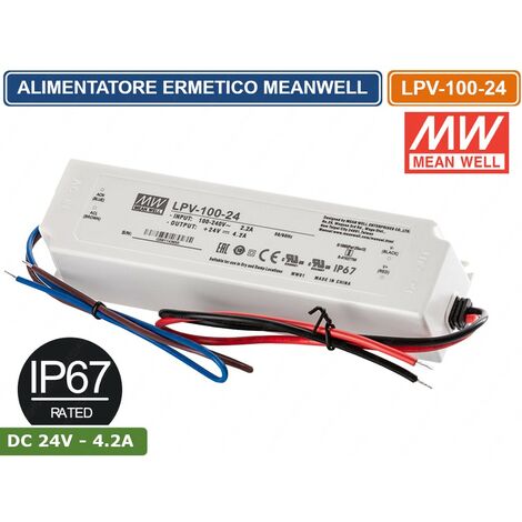 ALIMENTATORE DRIVER LED MEANWELL LPV-100-24 TENSIONE COSTANTE DC24V 4 ...