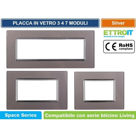 Ettroit placca compatibile Bticino Livinglight 7 moduli vetro colore ...