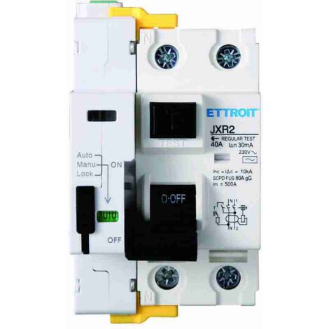 ETTROIT INTERRUTTORE DIFFERENZIALE SALVAVITA RIARMO AUTOMATICO PER BARRA DIN 3 MODULI 2P 40A ...