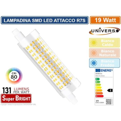 UNIVERSO R7S-19W-001 LAMPADINA LED R7S 19W TUBOLARE 118MM SMD 2500 ...