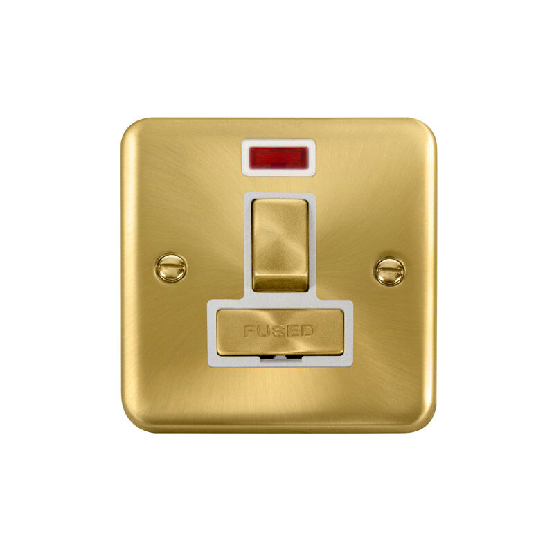 Curved Edge Satin / Brushed Brass 13A Fused Ingot Connection Unit ...
