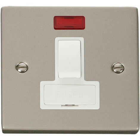 Pearl Nickel 13A Fused Connection Unit Switched With Neon - White Trim ...